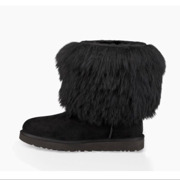 UGG | Shoes | Ugg A Short Sheepskin Cuff Boots Black Nib | Poshmark